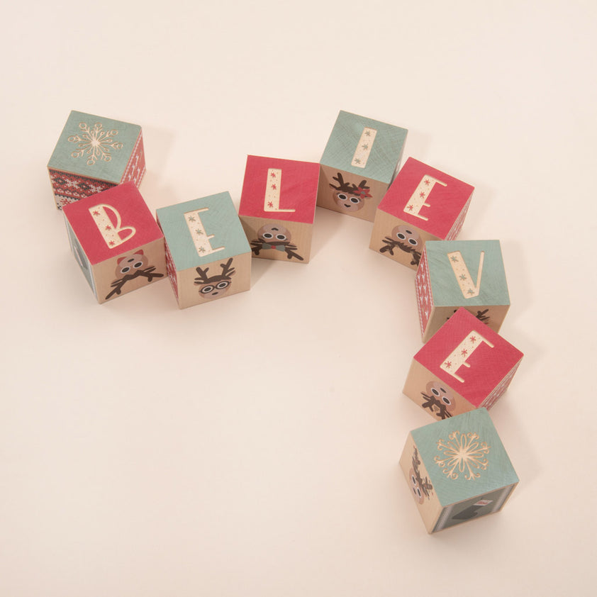 Reindeer BELIEVE Blocks by Uncle Goose | Christmas Wordplay Fun!